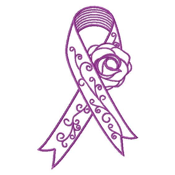 Embroidery Outline Floral Awareness Ribbon Design for Embroidery ...
