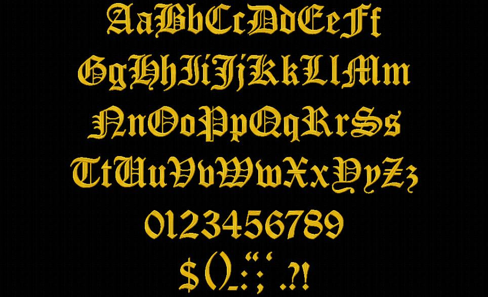Machine Embroidery Font - Ye Olde Font - Old English Five