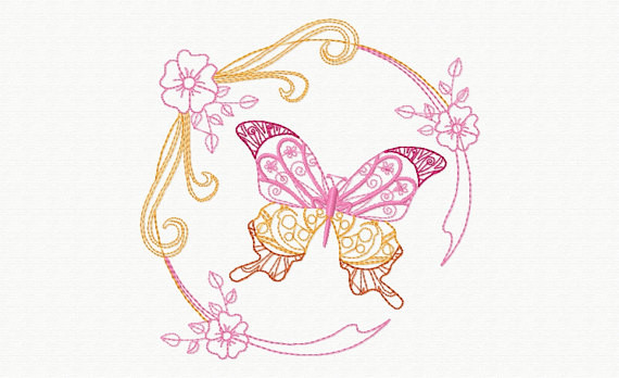 Machine Embroidery Design - Butterfly and Floral #10