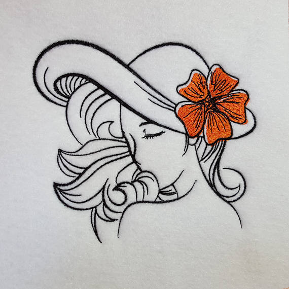 Machine Embroidery Design - Hat Modern Ladies Design #3