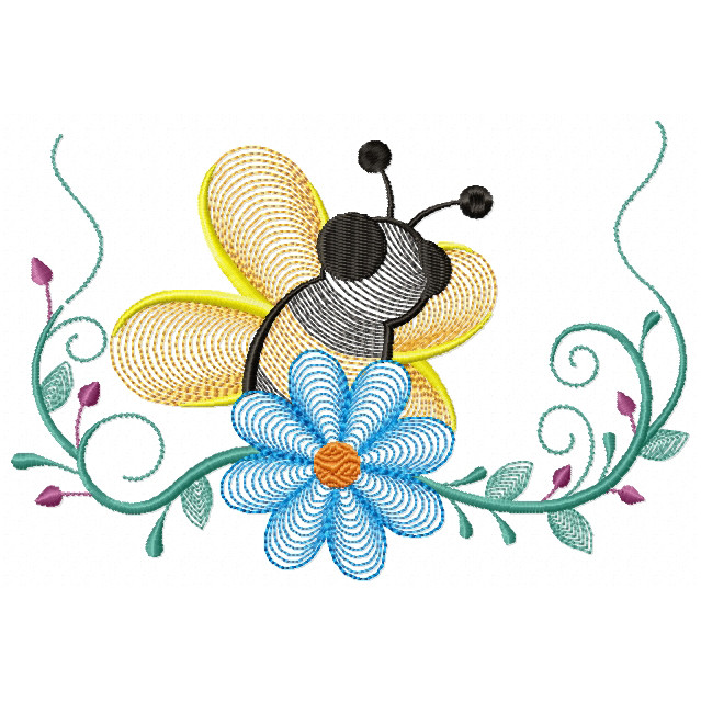 Machine Embroidery Designs - Bees And Flowers Collection of 6