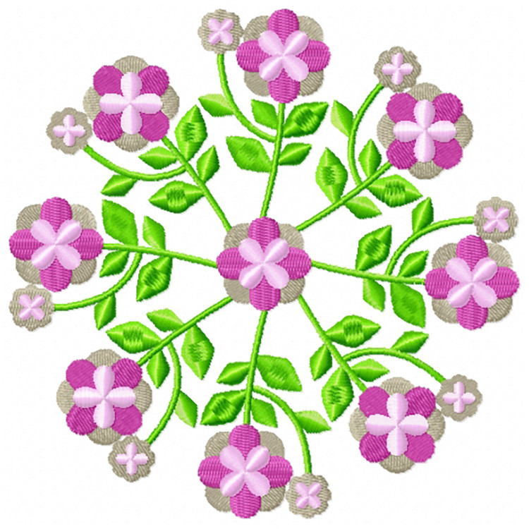 Machine Embroidery Designs - Circle Of Flowers Version 2 Collection of 5
