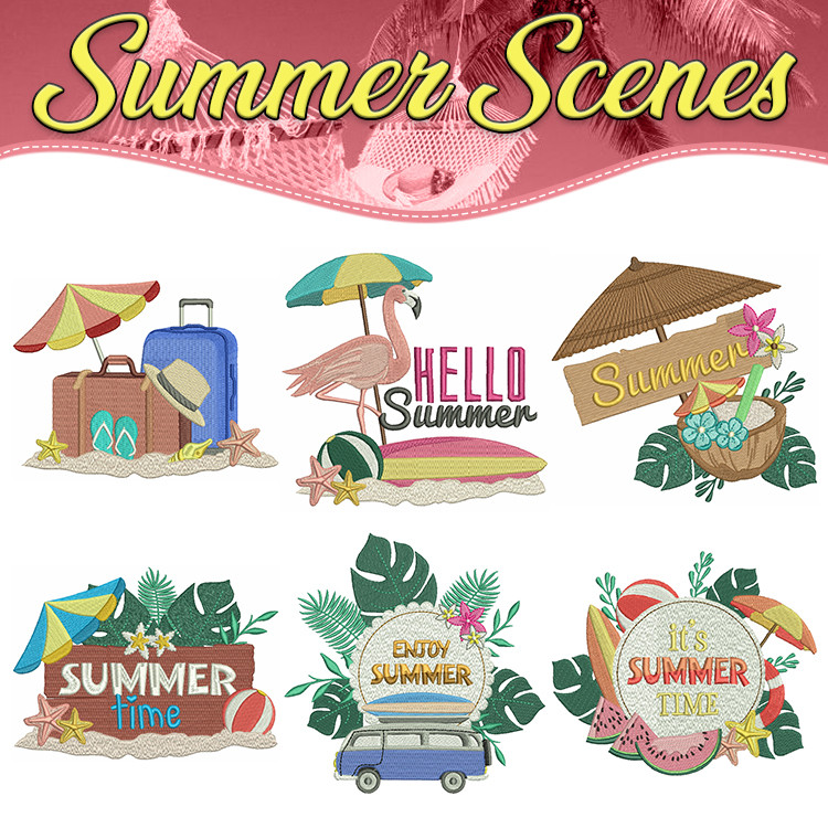 Machine Embroidery Designs - Summer Floral Collection of 6