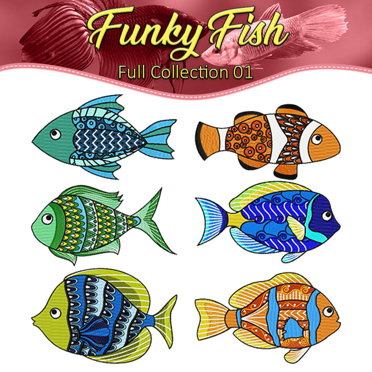 Machine Embroidery Design - Funky Fish #01 Collection