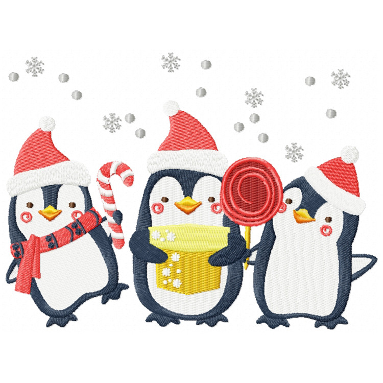 Machine Embroidery Design - Christmas Penguins #02 Collection