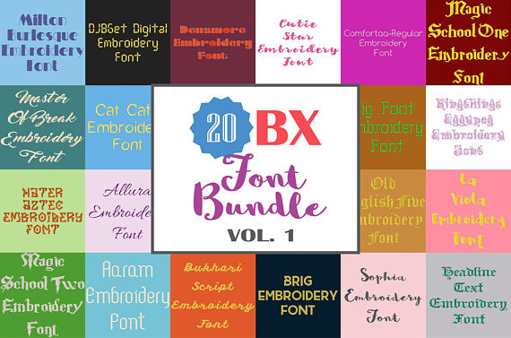 20 Full BX Machine Embroidery Fonts Collection #02