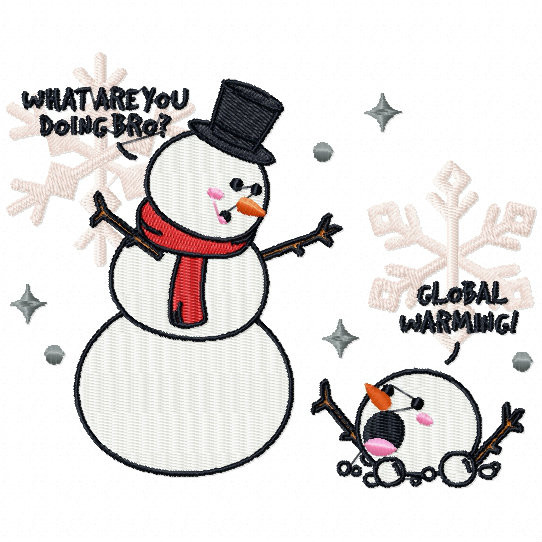 Machine Embroidery Design - Funny Snowman Design #04