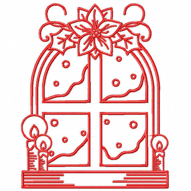 Machine Embroidery Design - Christmas RedWork #02
