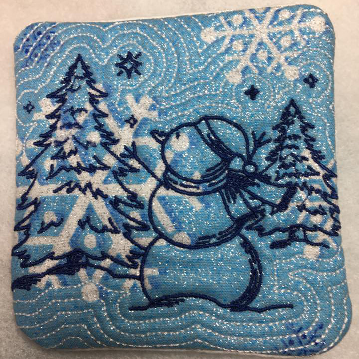 In the Hoop Machine Embroidery Design - Christmas Redwork Snowman