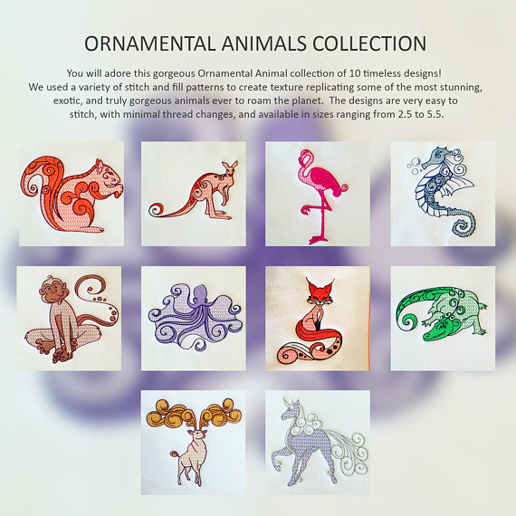 Machine Embroidery Designs - Ornamental Animals Vol 2