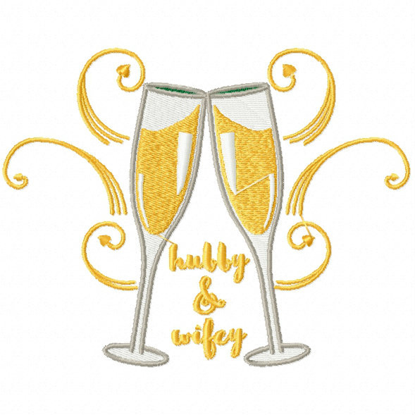 Machine Embroidery Design - Champagne Toast Collection #05