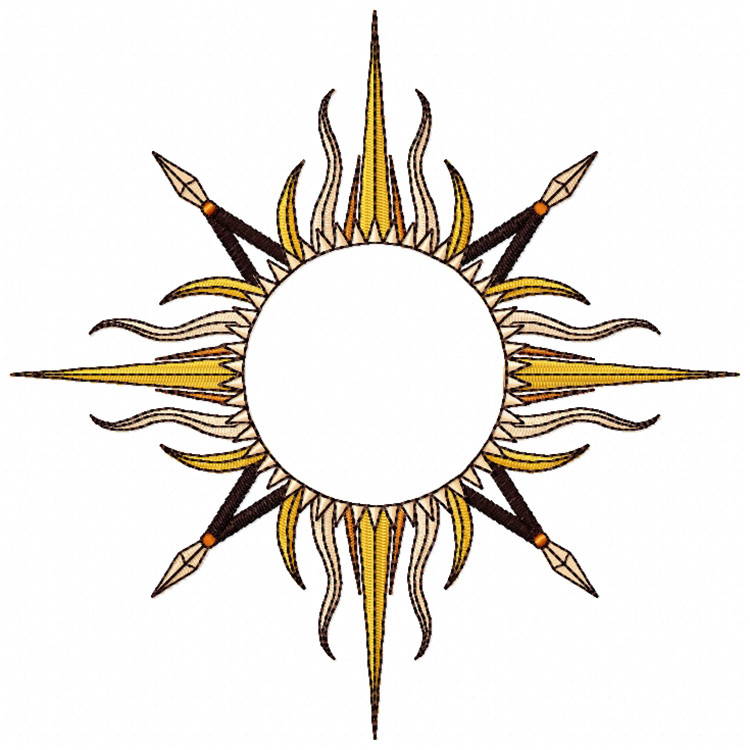 Machine Embroidery Design - Detailed Sun #02-A