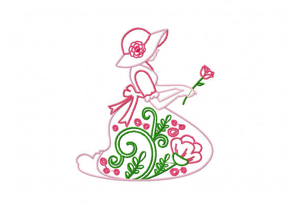 Machine Embroidery Designs - Old Fashioned Floral Ladies Twin Pack #4