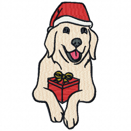 Machine Embroidery Design - Christmas Dog Design #04