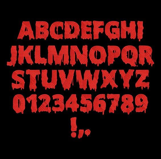 Machine Embroidery Font - Scary Halloween Embroidery Font