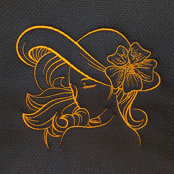 Machine Embroidery Design - Hat Modern Ladies Design #3
