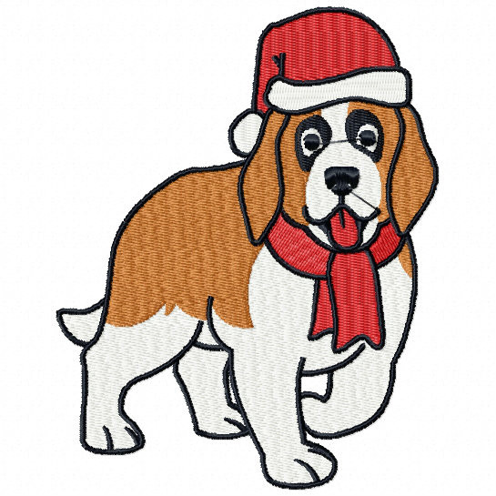 Machine Embroidery Design - Christmas Dog Design #06