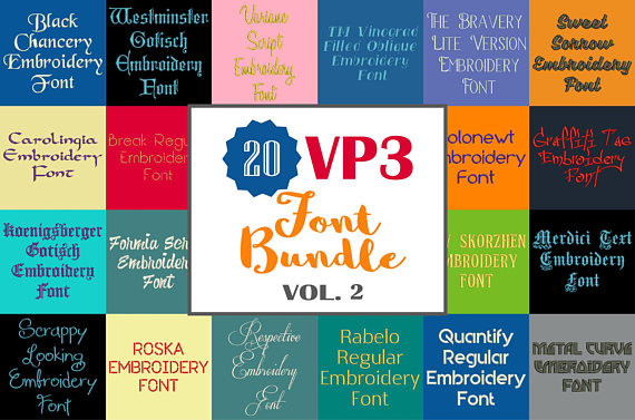 Machine Embroidery Fonts - 20 PES Font Bundle - Volume 2