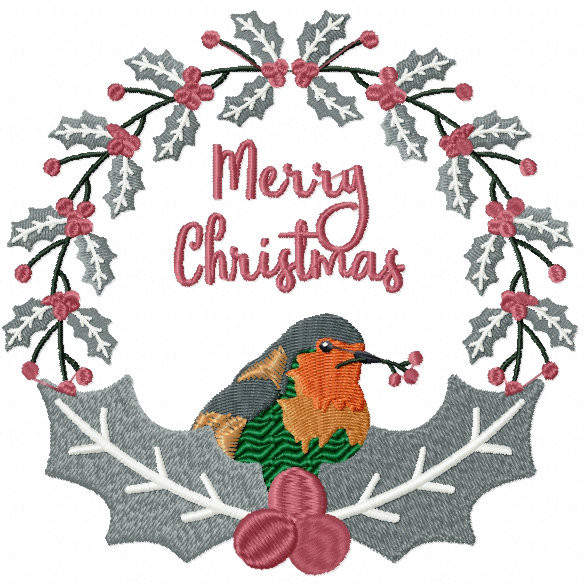 Machine Embroidery Design - Christmas Robin Design #05
