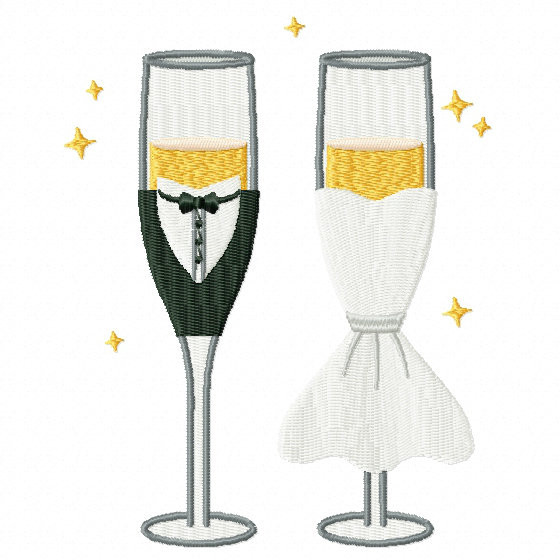 Machine Embroidery Designs - Champagne Toast Collection of 8