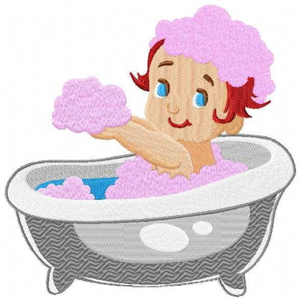Machine Embroidery Design - Baby's First Bath #04