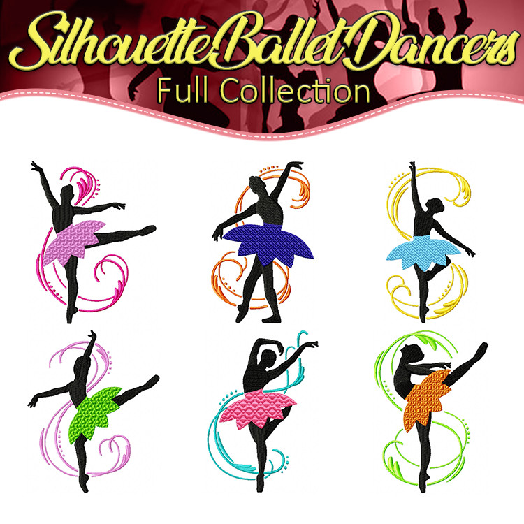 Machine Embroidery Design - Silhouette Ballet Dancers #02 Collection