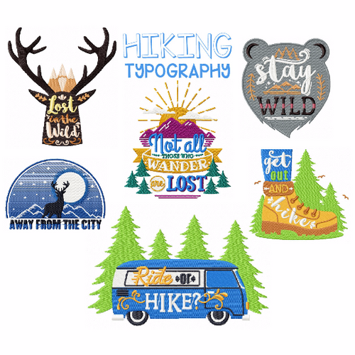 Machine Embroidery Designs - Hiking Collection of 6