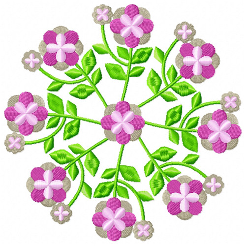 Machine Embroidery Design - Circle of Flowers Design #04 Version 2