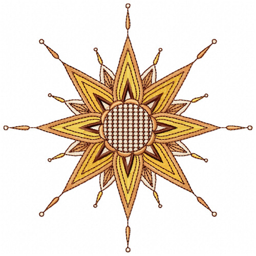 Machine Embroidery Design - Detailed Sun #04-B