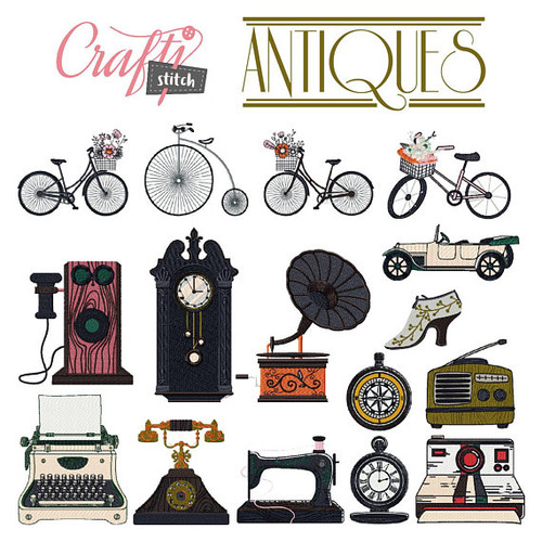 16 Machine Embroidery Designs - Antique Collection