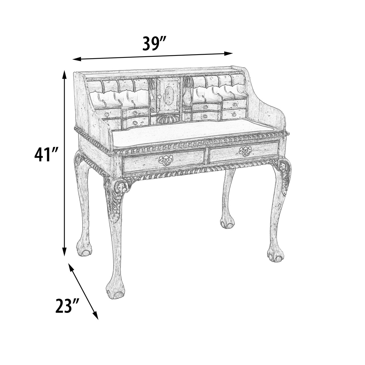 Farmhouse Style Escritoire Desk after Chippendale - AFD Home
