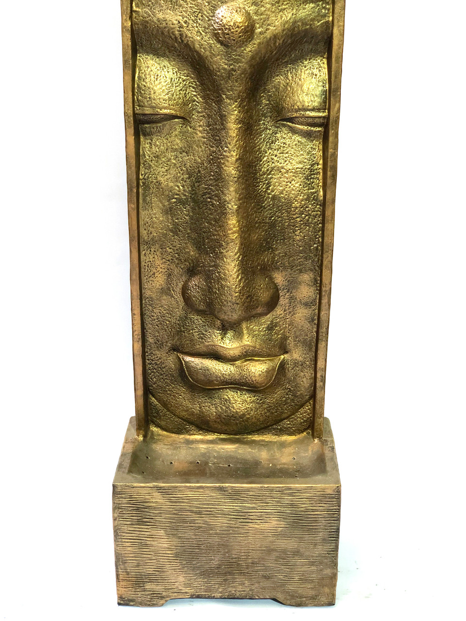 Long Face Buddha Fountain With Pump Glossy Gold Black - AFD Home