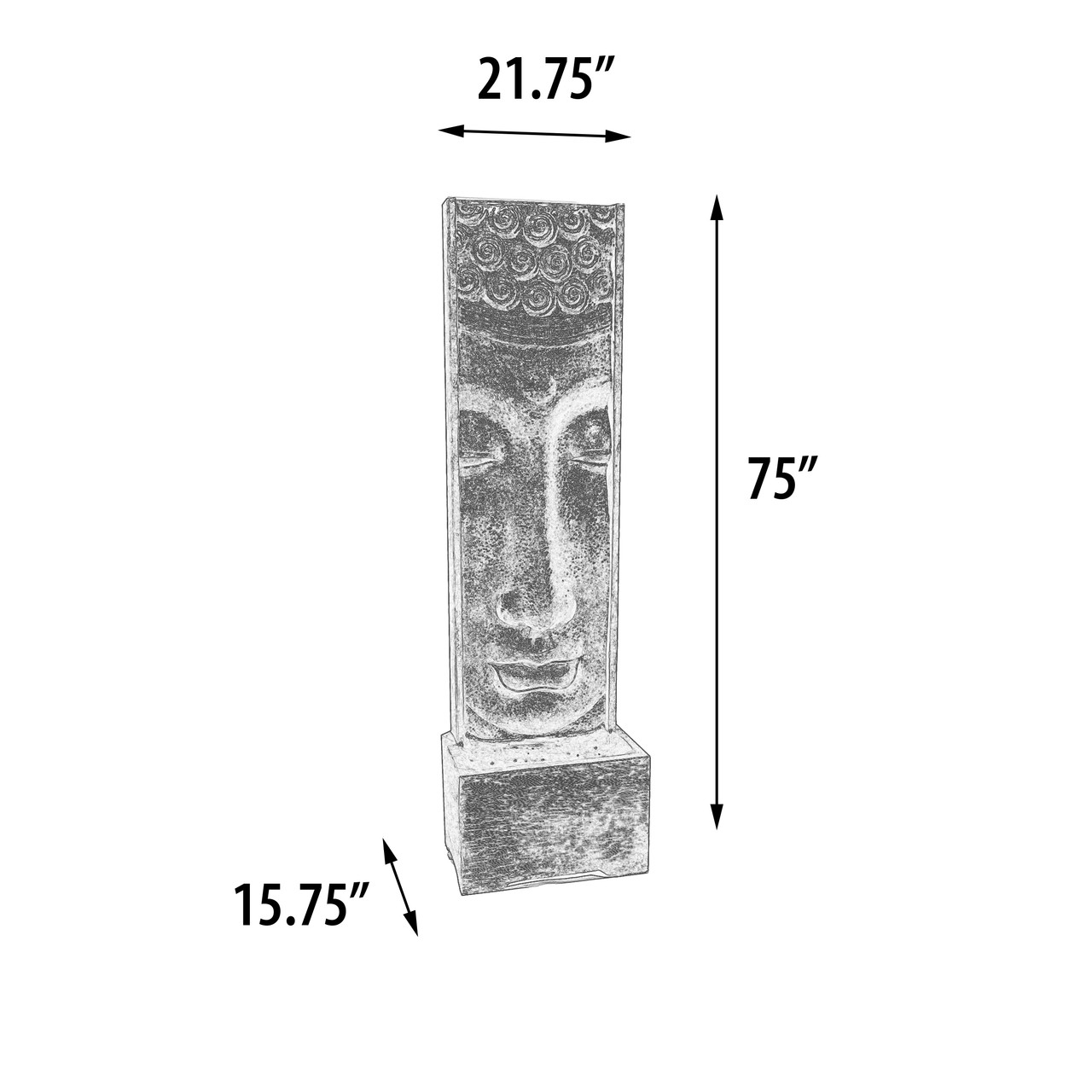 Long Face Buddha Fountain With Pump Glossy Gold Black - AFD Home