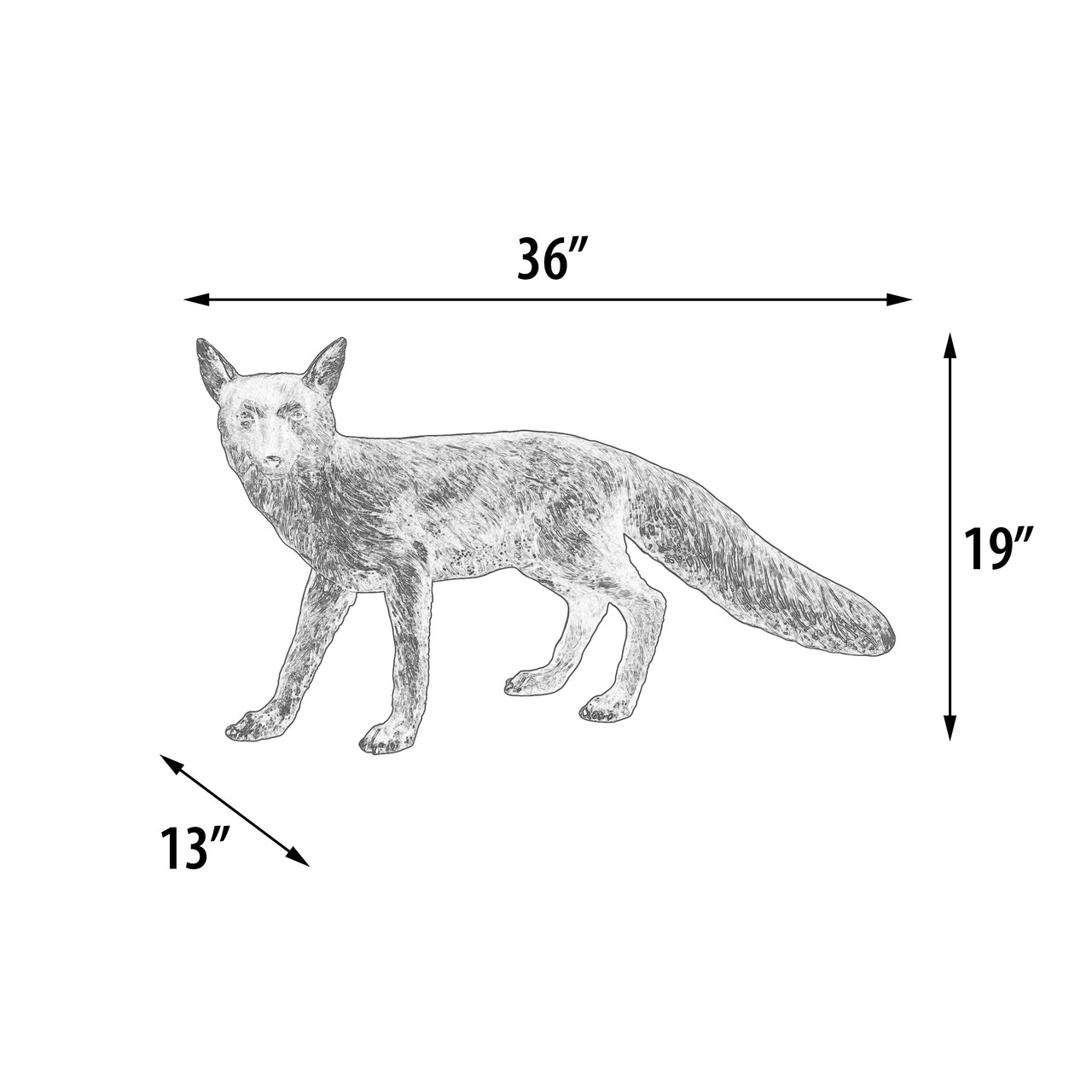 Bronze Standing Fox Special Patina 36 Inches Long - AFD Home