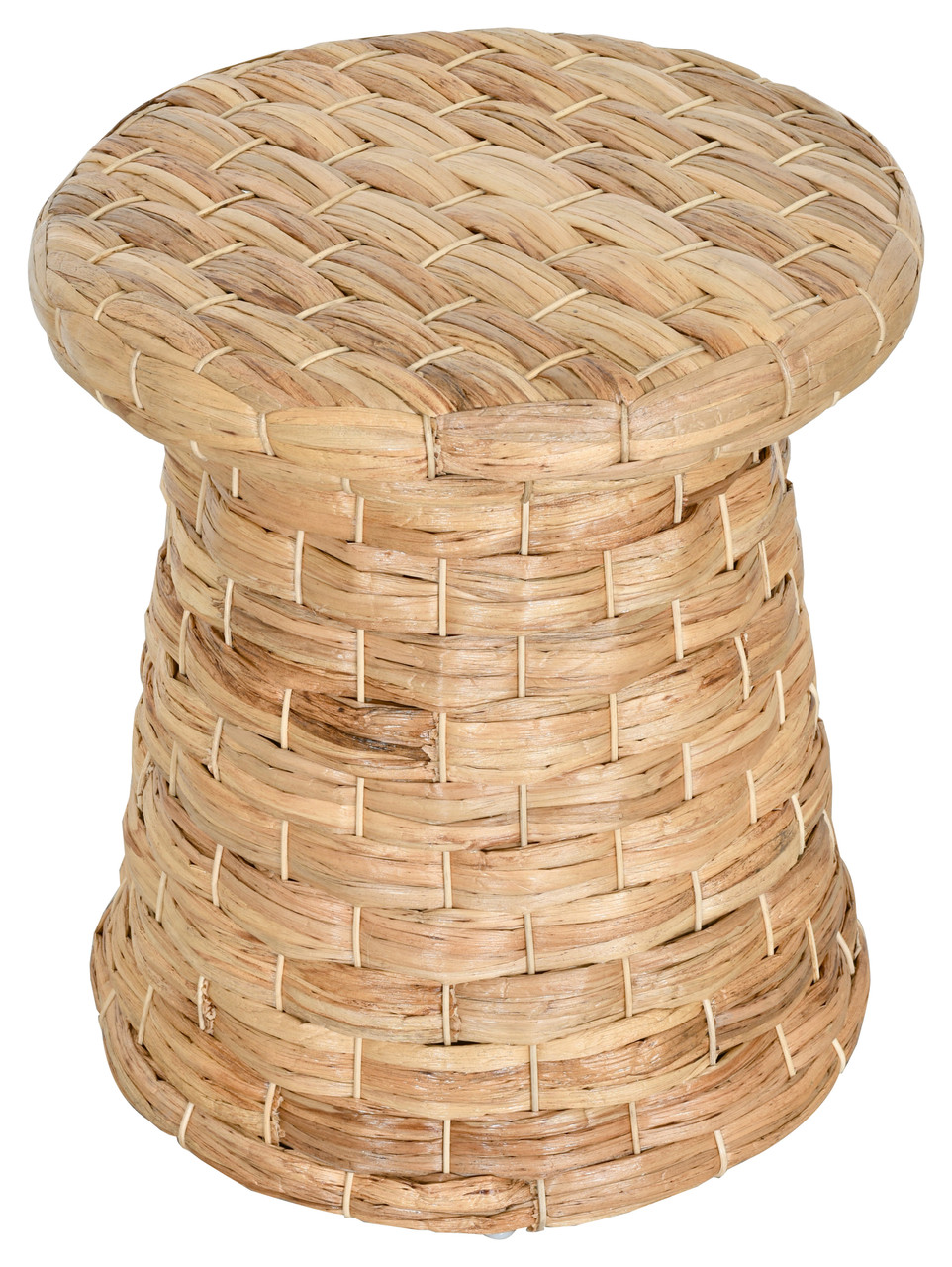 Rattan Drum Side Table - Woven Natural Water Hyacinth - AFD Home