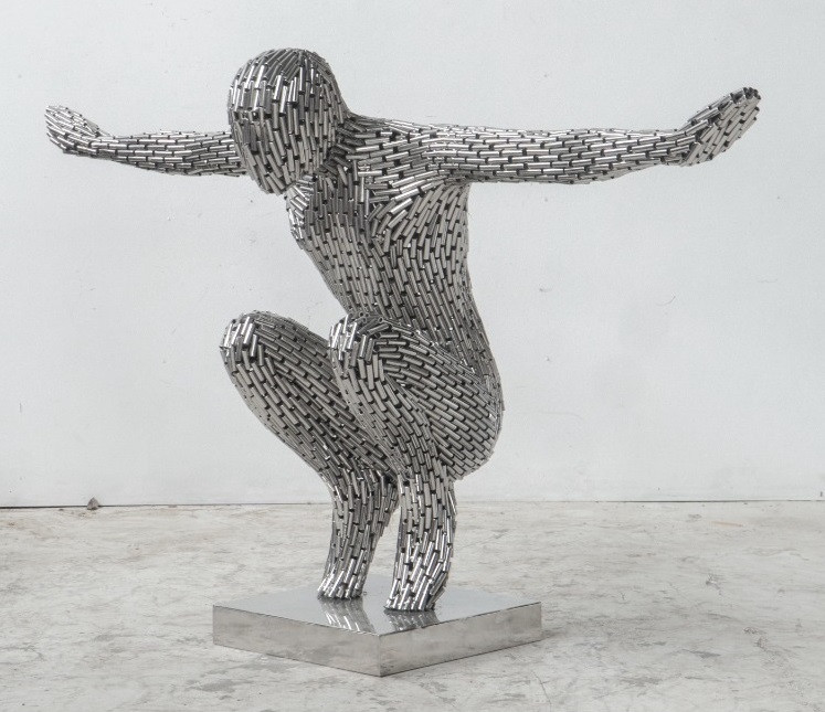 Stainless Steel Crouching Figure Sculpture - AFD Home