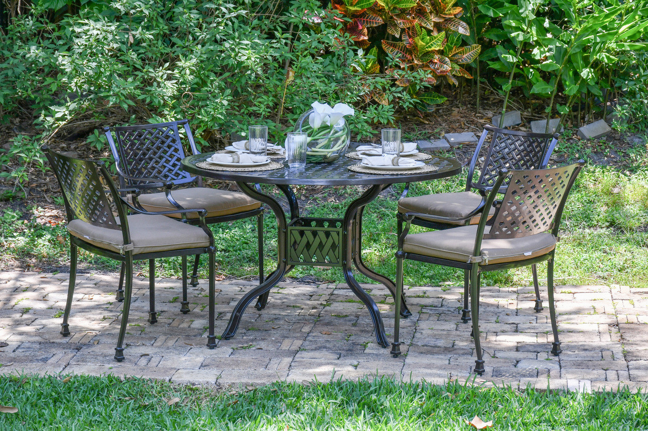 Savannah Outdoor Aluminum Round Dining Table Set of 5 (KIT) - AFD Home