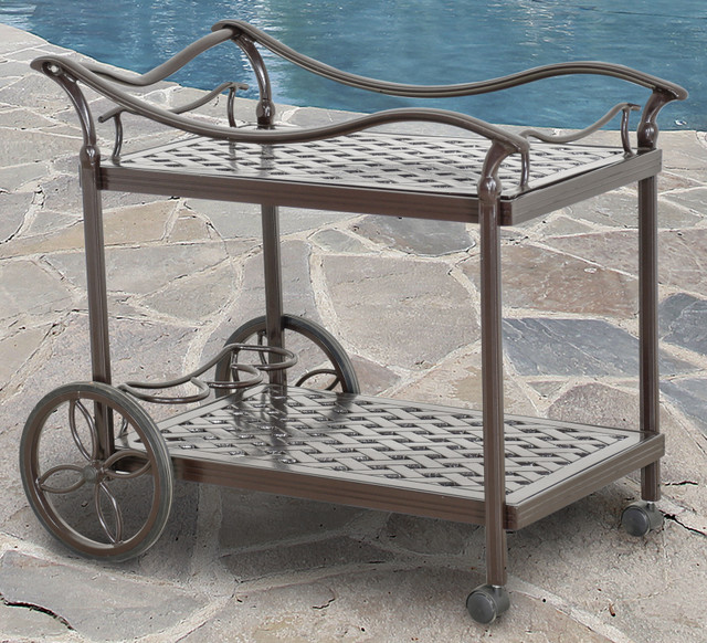Savannah Outdoor Aluminum Serving Tea Cart - AFD Home