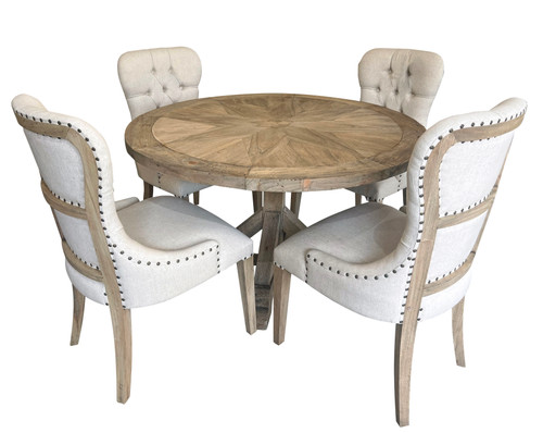 Farmhouse Diamond 48'' Round Dining Table Set of 5 - AFD Home