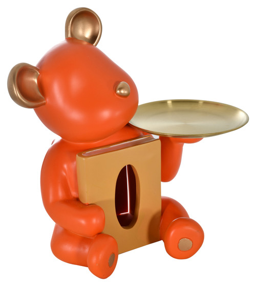 Feel Better Bear Butler Statue Tissue Box Holder - AFD Home