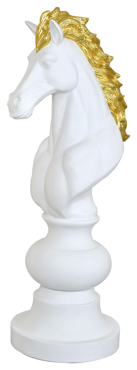 White and Gold Chess Knight - AFD Home