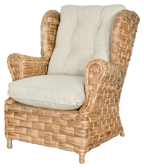 Rattan Wing Chair - Woven Natural Water Hyacinth - AFD Home