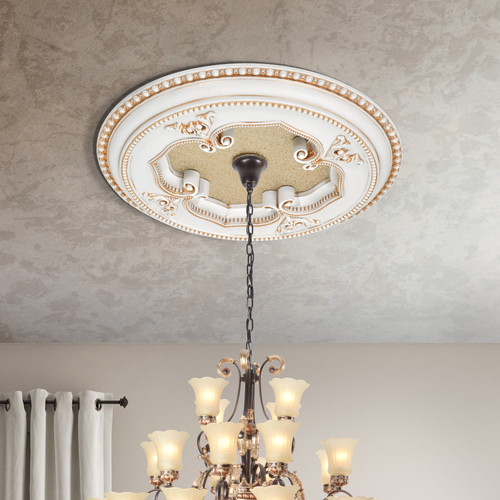 White and Gold Round Clover Ceiling Medallion - AFD Home
