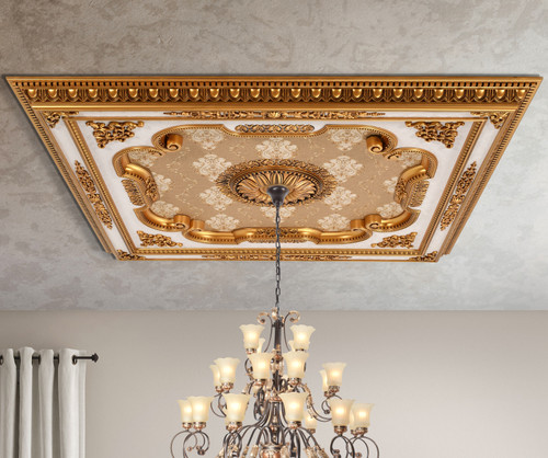 71in Cream and White Rectangular Ceiling Medallion - AFD Home