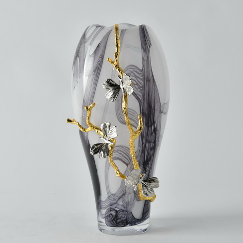 Small Silver Monarch Midnight Swirl Vase - AFD Home