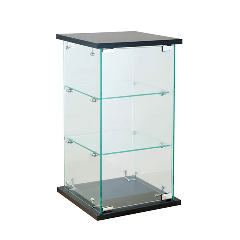 Frameless Glass Square Tower Display Case 20" - The Fixture Zone
