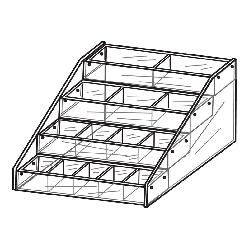 Acrylic 4 Tier Bin Display - The Fixture Zone