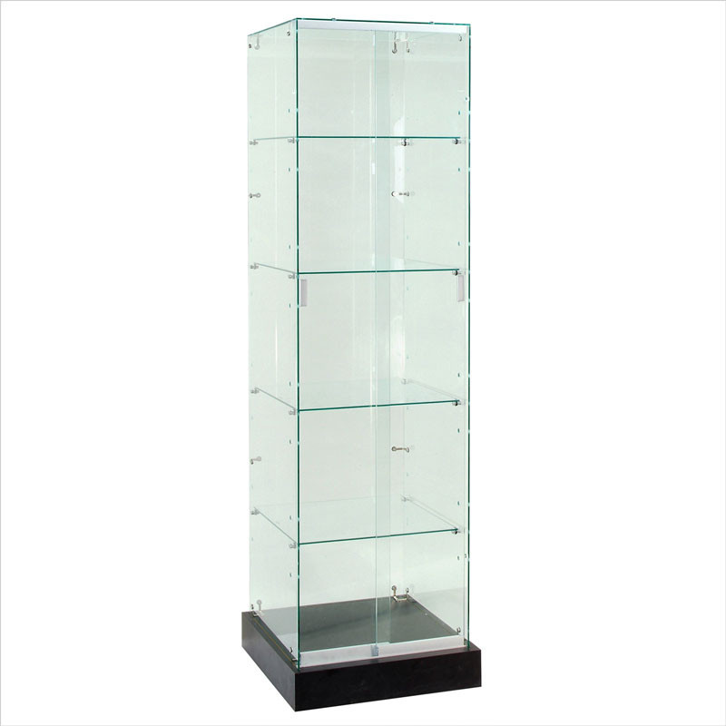 Frameless Glass Tower Display Case 48" Wide - The Fixture Zone