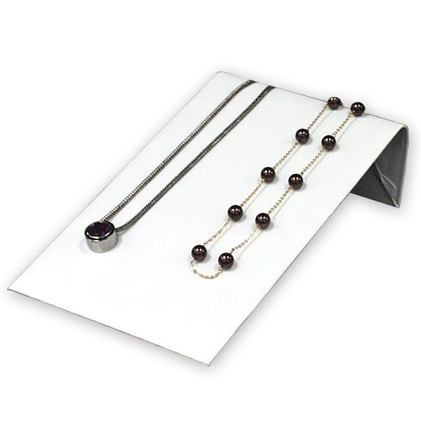 White Leatherette Large Ramp Jewelry Display - The Fixture Zone