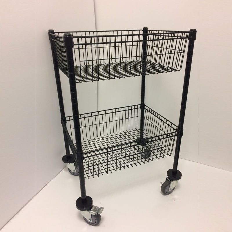 2 Tier Wire Basket Unit Black - The Fixture Zone